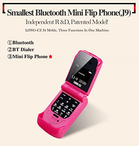 Long-CZ J9 World Mini Smallest Flip Mobile Phone Unlocked (Pink)