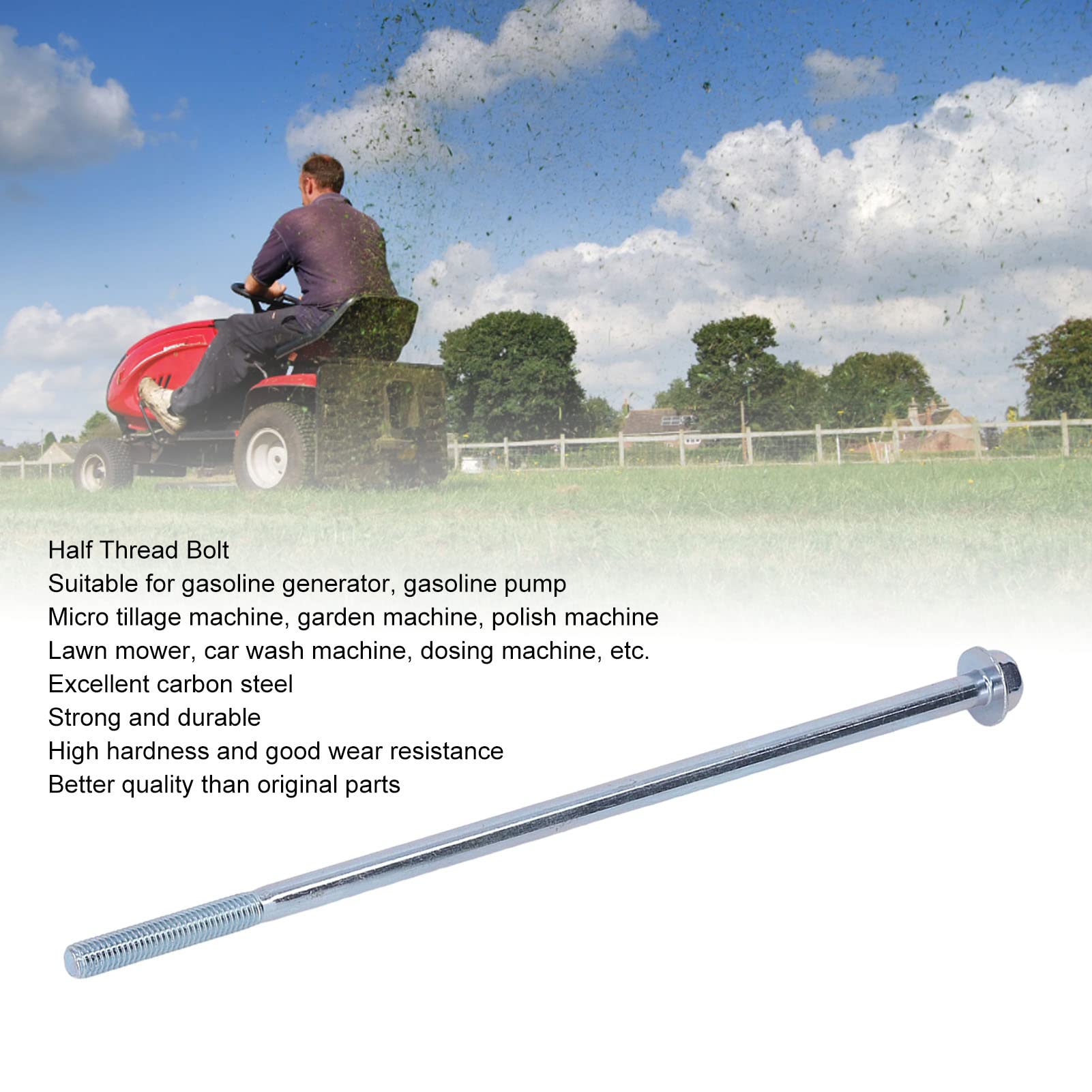 Half Thread Bolt, Lengthened M6 Durable 30Pcs Half Tooth Bolt for Tail Cover(M6x200)