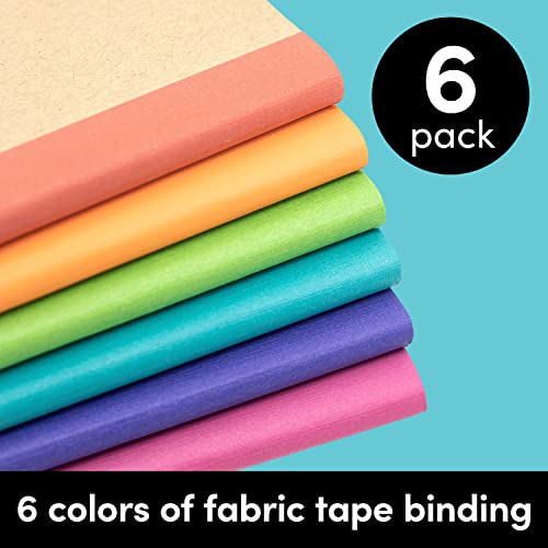PAPERAGE 6-Pack Composition Notebook Journals, 120 Pages, Kraft Cover with Rainbow Spines, College Ruled Lined Paper, Small Size (8 in x 5.75 in) β for School, Office, or at-Home Use