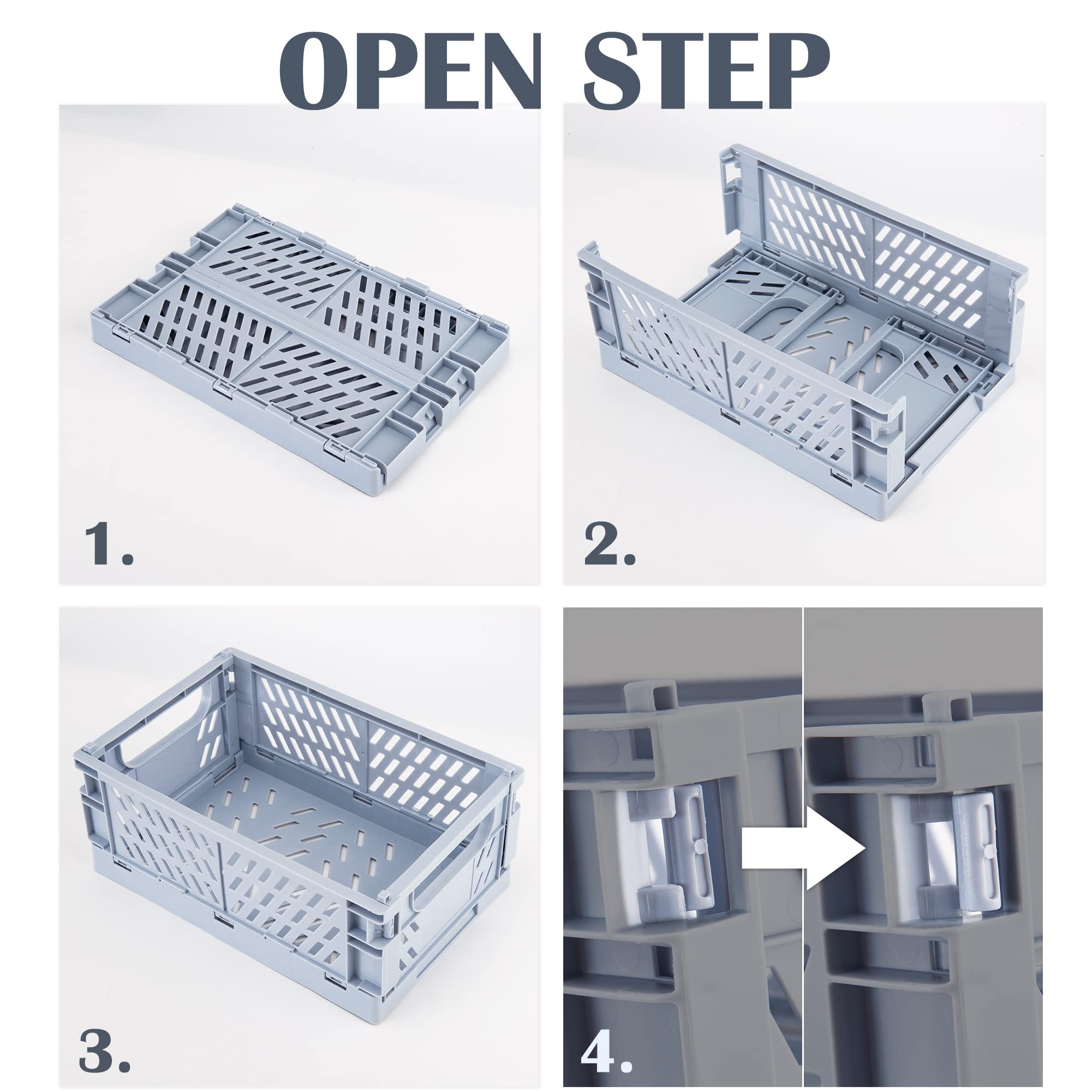 DALIYREPAL NOVIIML e 5-Pack Collapsible Plastic Storage Baskets for Organizing with Handle, Crate Bin for Desk Bedroom Office Bedroom, Mini Size 5.9''L x 3.9''W x 2.2''H