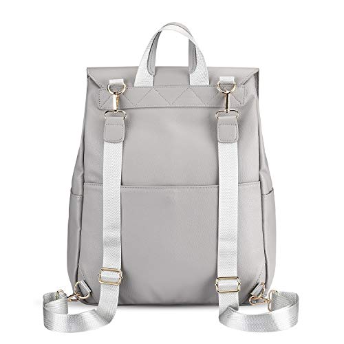 Diaper Bag Backpack, Maternity Baby Changing Bags, PU Leather Nappy Backpack Baby Diaper Bag Large Capacity and Waterproof (Grey) …
