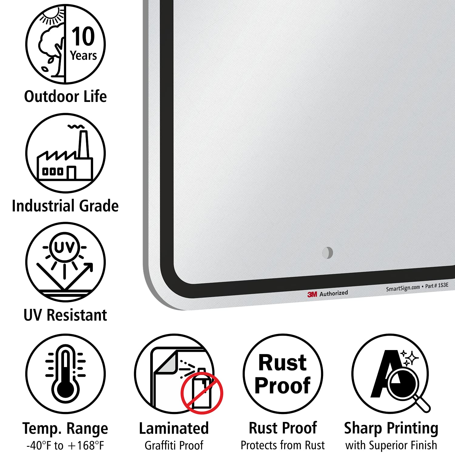 SmartSign 18 x 12 inch Blank Write-On Metal Sign, 63 mil Aluminum, 3M Laminated Engineer Grade Reflective Material, Black and White, Made in USA