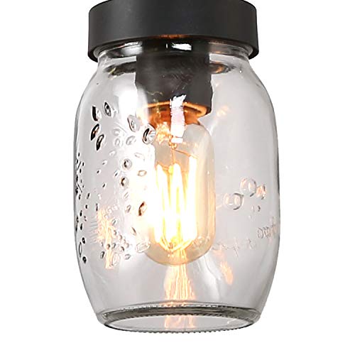 LOG BARN Rustic Mason Jar Lights, Farmhouse Chandelier Metal Finish with Glass Shades, Linear Hanging Pendant for Kitchen Island, Dining Room
