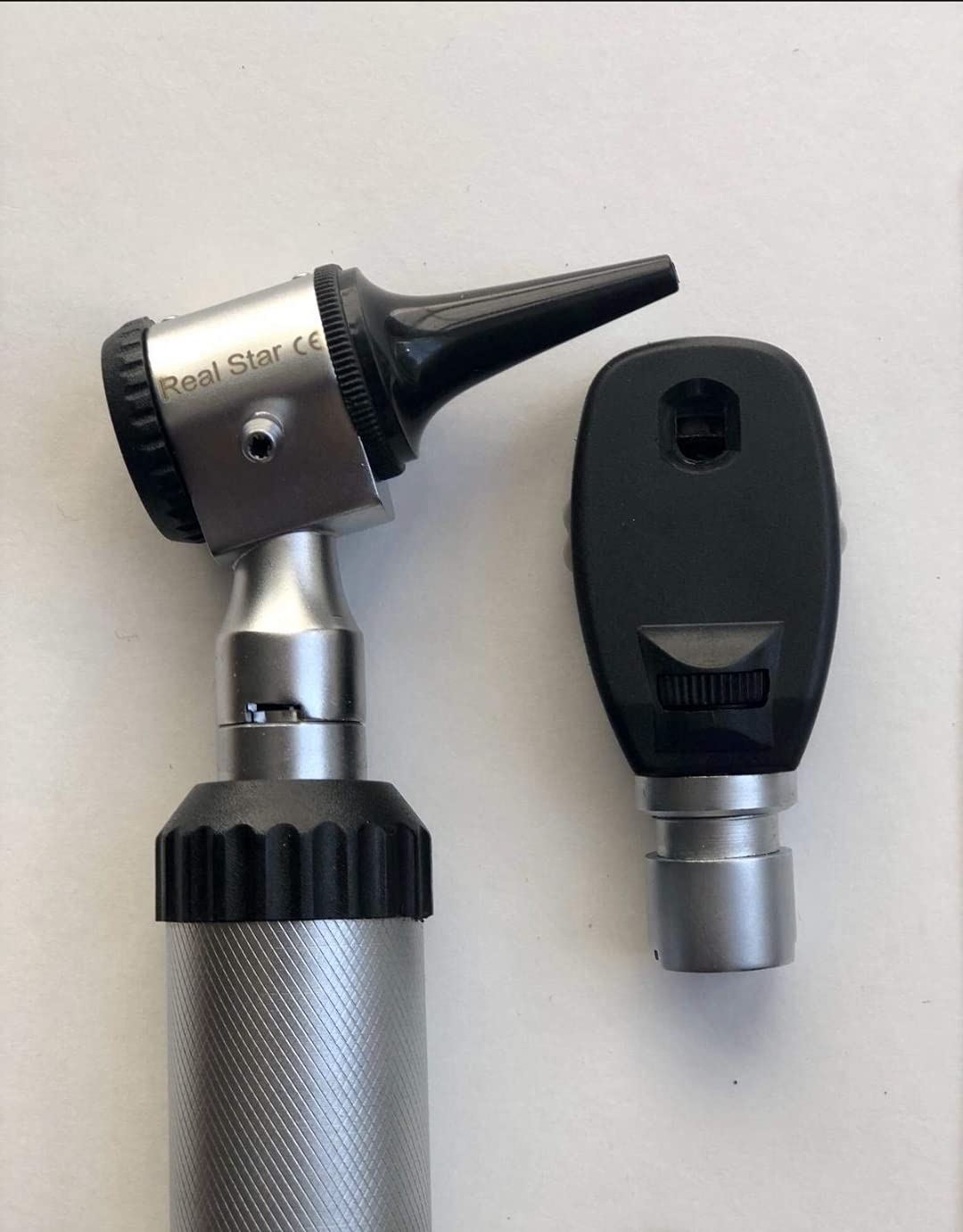 Real-Star Simaeco Otoscope, ophthalmoscope 2 in 1 stainless-steel handle for Both Adults and Pediatric. Batteries are not Included.