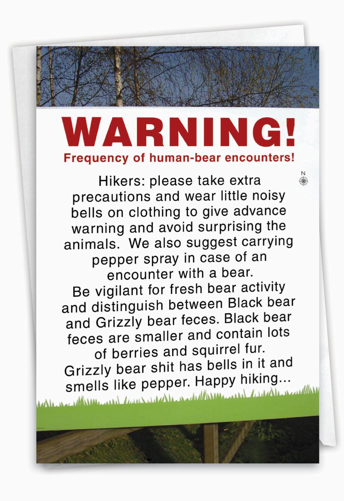 NobleWorks 0411 Grizzly Bear Pepper Spray Mean Birthday Card with Envelope
