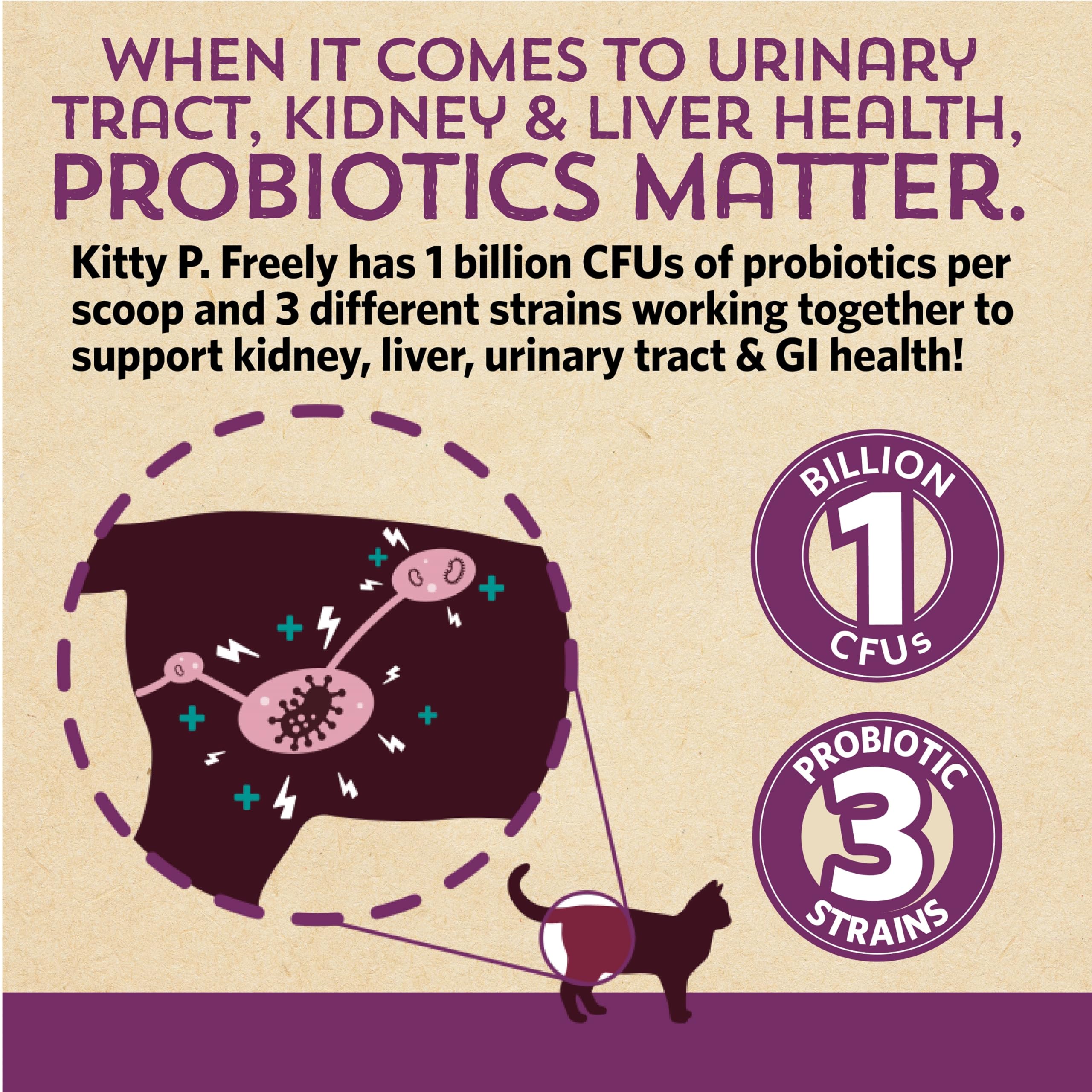 Meowbiotics Kitty P. Freely Cat Urinary Supplement, Cranberry for Cats, Cat UTI & Cat Kidney Support Powder Probiotics for Cats, Made in USA (30 Days)