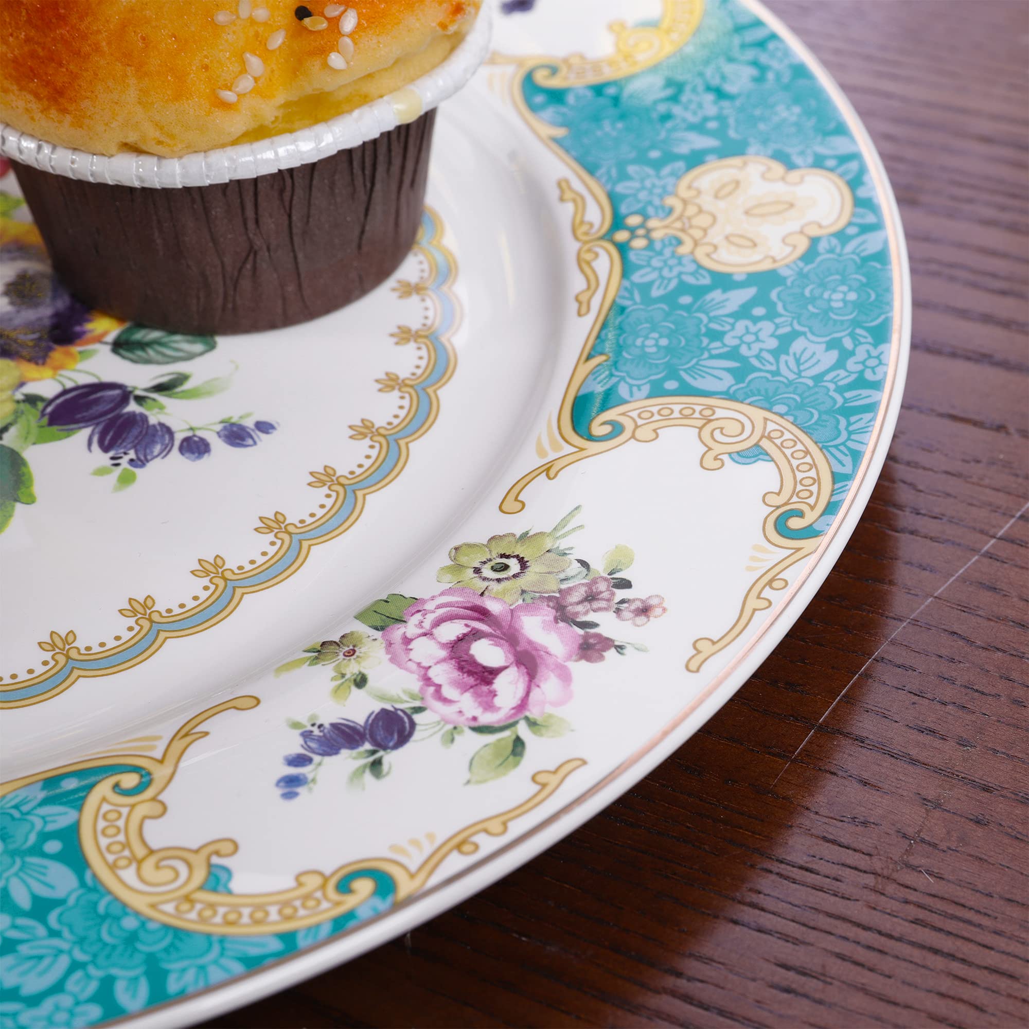 fanquare 3 Tier Porcelain Cake Stand, Blue Vintage Cupcake Stand, Display Tower Tray for Party, Birthday, Wedding