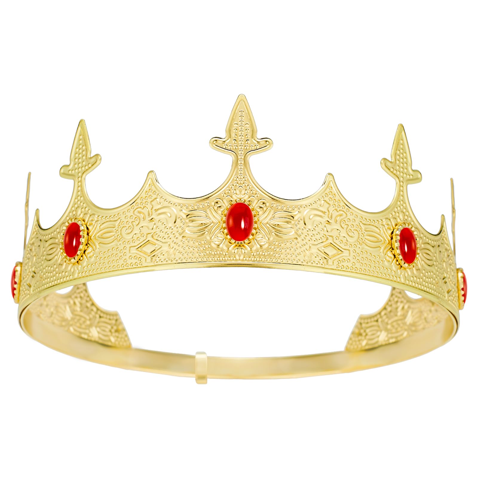 Generic King Crowns Metal Hair Band for Men Gold Crowns and Tiara for Theme Birthday Party Costume Accessories (Gold), Golden Ruby