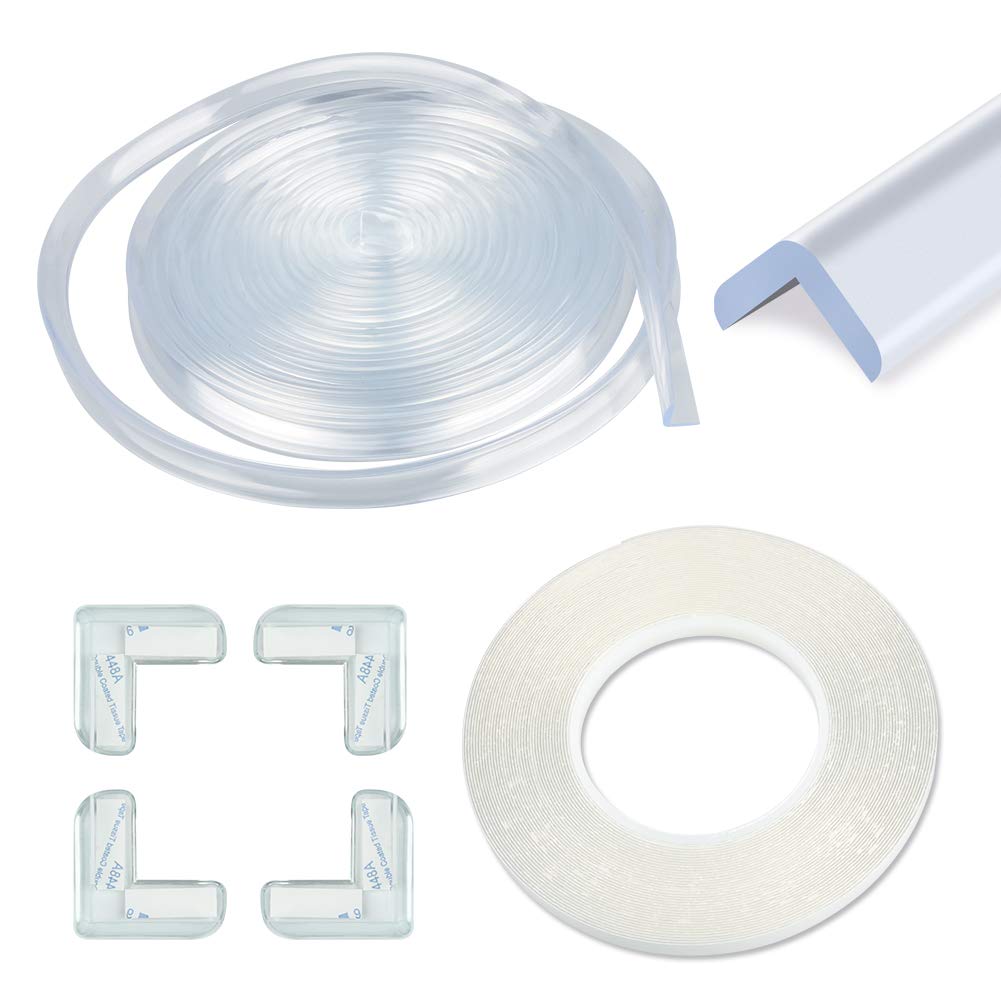 Corner Guards for Furniture - 20 Feet Clear Baby Proof Table Edge Corner Protectors - Soft Silicone Bumper Strip with Double-Sided
