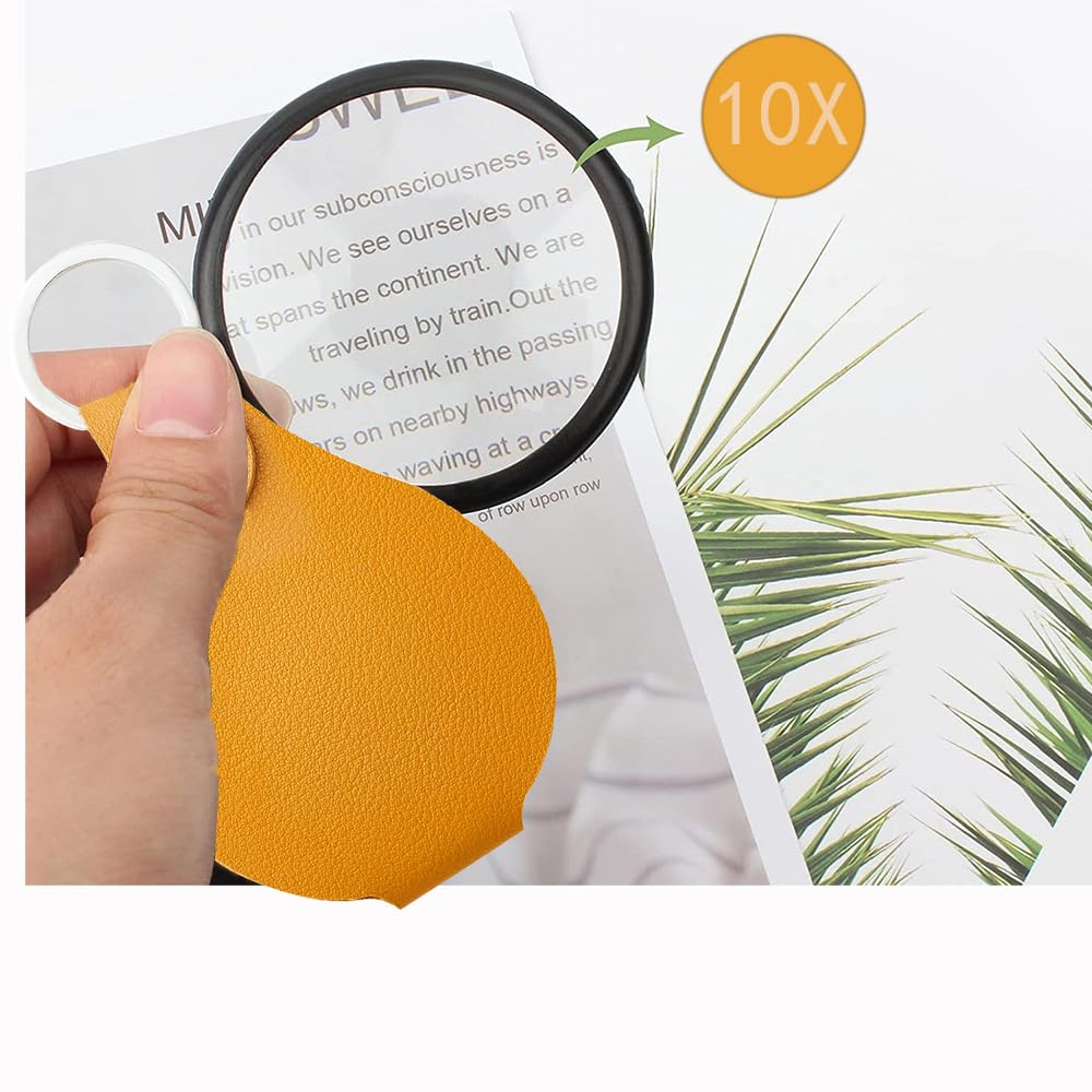 KacoKaco 3Pack 10X Pocket Magnifying Glass with Rotating Protective,Keychain Perfect for Senior Reading,Explore,Fine Prints, Sew,Jewelry, Hobbies, Pendant.