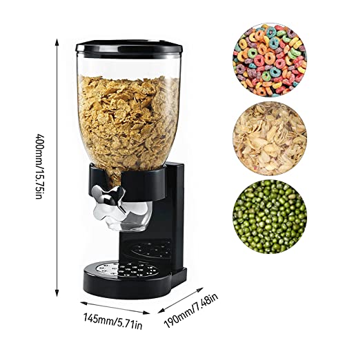 Qulable Dry Food Dispenser, Grain Storage Bin, 3.5L Oat Dispenser Countertop, Candy Dispenser, Dispense with controlled amount for Rice Beans Cereal Nuts Snack breakfast(black)
