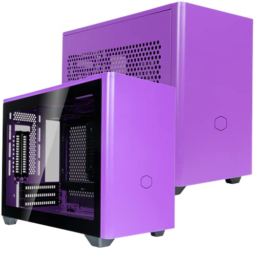Cooler Master NR200P Nightshade Purple SFF Small Form Factor Mini-ITX Case, Tempered Glass or Vented Panel, Vertical Mounting GPU, PCI Riser Cable, Triple-Slot GPU, Tool-Free (MCB-NR200P-PCNN-S00)