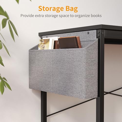 Cubiker Computer Desk 47 inch Home Office Writing Study Desk, Modern Simple Style Laptop Table with Storage Bag, Brown