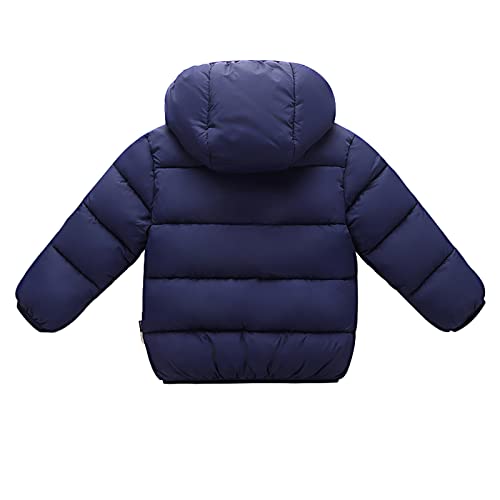 XMWEALTHY Baby Girls Boys Hooded Down Jacket Toddler Winter Coat Warm Lined Fleece Jackets Navy Blue 18-24Months