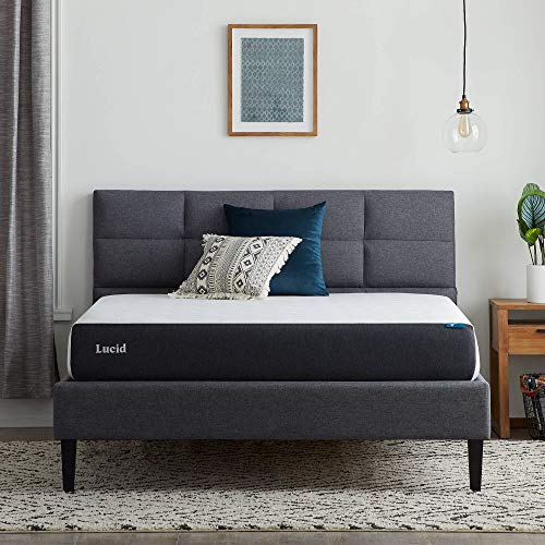 Lucid 8 Inch Full Mattress - Plush Gel Memory Foam Mattress – Bamboo Charcoal Foam –Gel Infused- Hypoallergenic Foam Mattress,74"L x 52.5"W x 8"Th, White