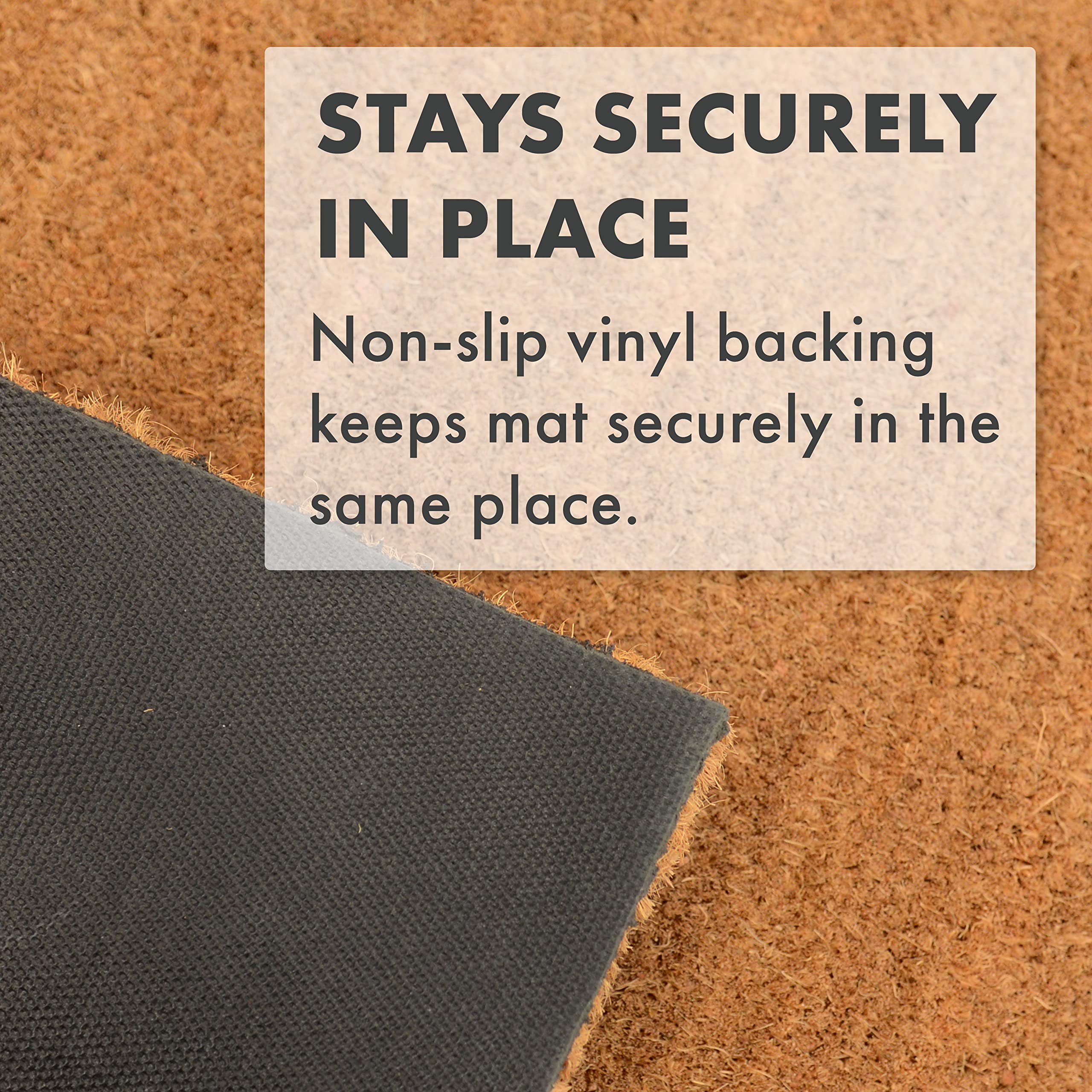 COCO MATS 'N MORE Blue Double Bordered Monogrammed Coco Doormat 38" x 60" with Vinyl Backing | Entry Rugs | Unique, Personalized Door Mats Outdoor | Tough Coconut Husk Scrapes All Dirt Off Shoes