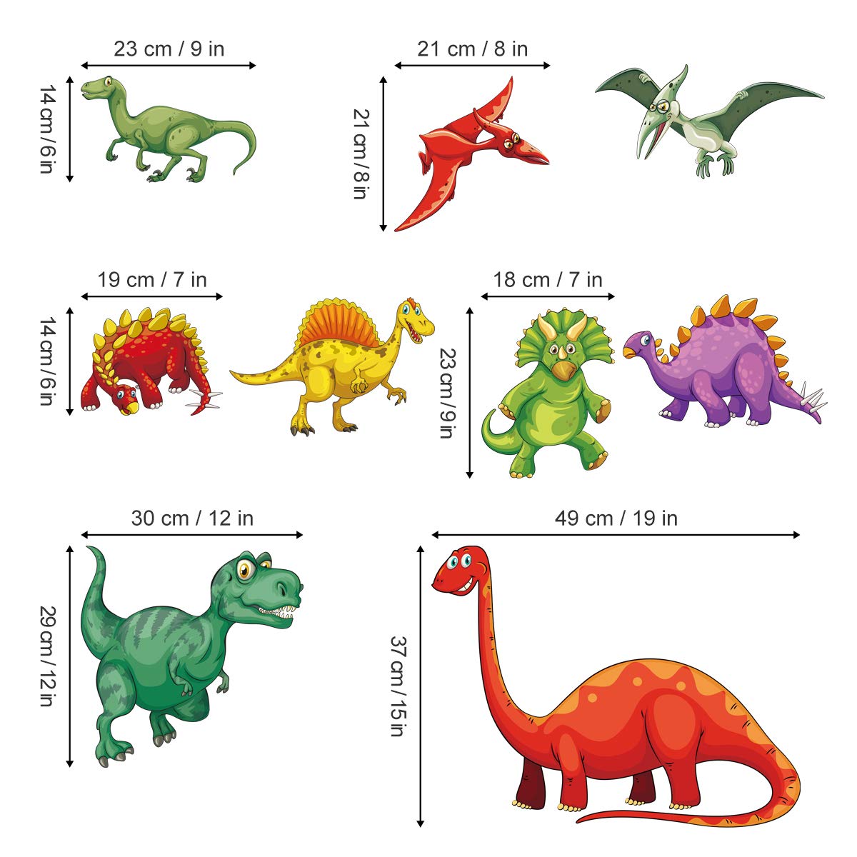 decalmile Colorful Dinosaur Wall Stickers Kids Wall Decals Baby Nursery Childrens Bedroom Wall Decor