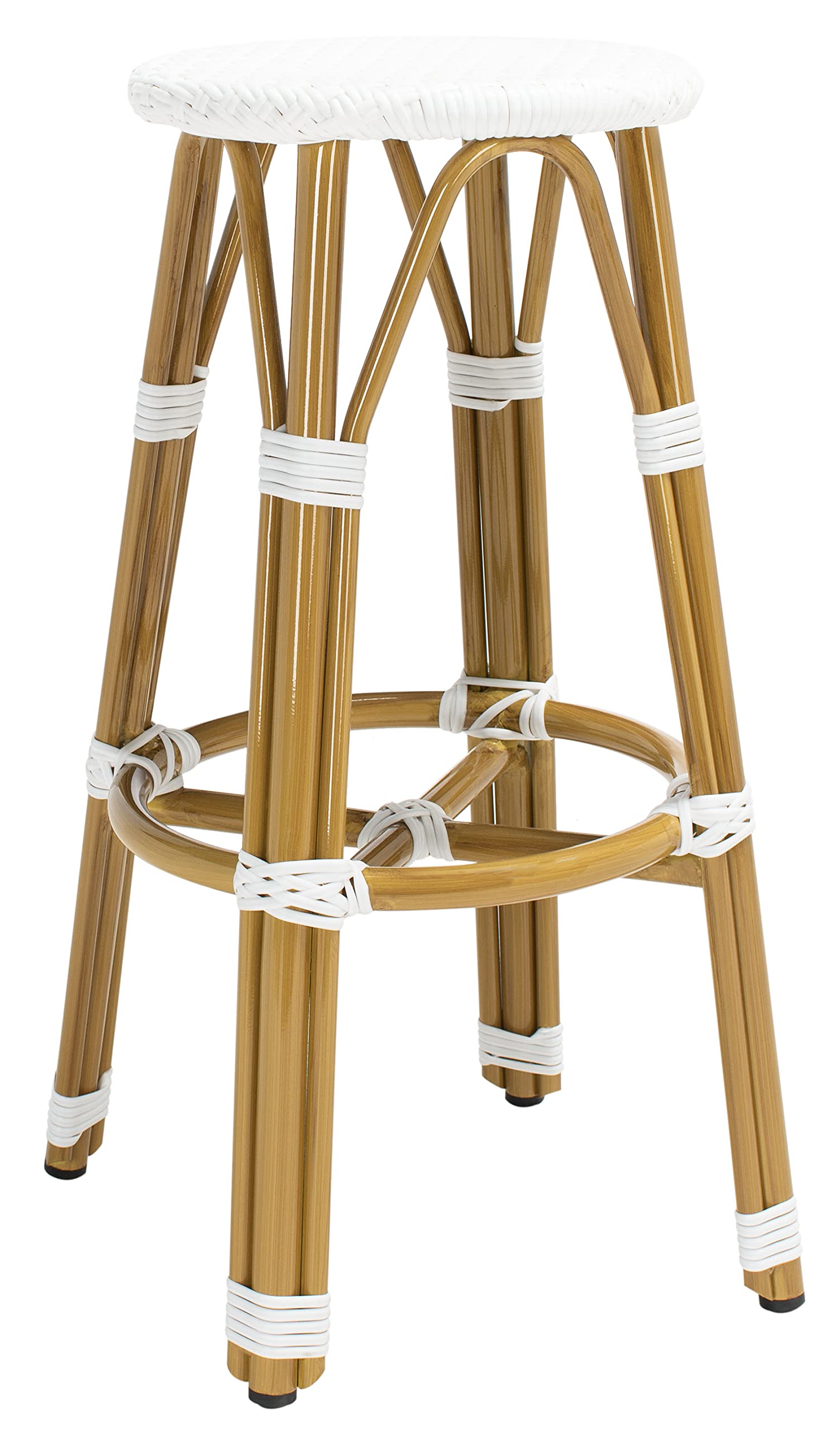 SAFAVIEH PAT4018C Outdoor Collection Kelsey White 30-inch Bar Stool