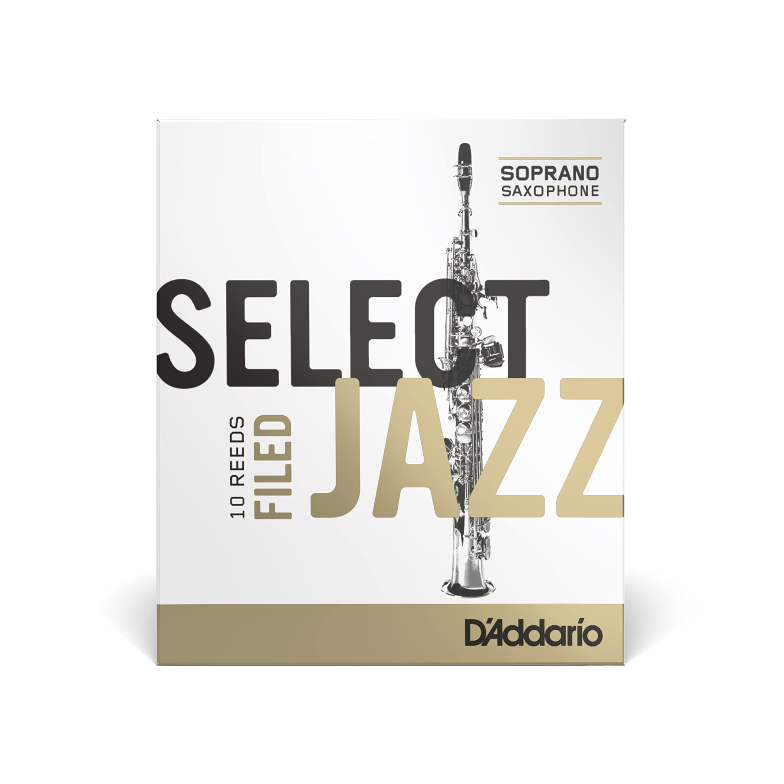 D’Addario Woodwinds Select Jazz Soprano Sax Reeds, Filed, Strength 3 Medium, 10-pack (RSF10SSX3M)