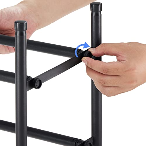 YOUDENOVA 2-Tier Expandable Shoe Rack, Stackable and Adjustable Metal Shoe Shelf, Iron Shoe Storage Organizer for Entryway, Closet, Doorway, Black