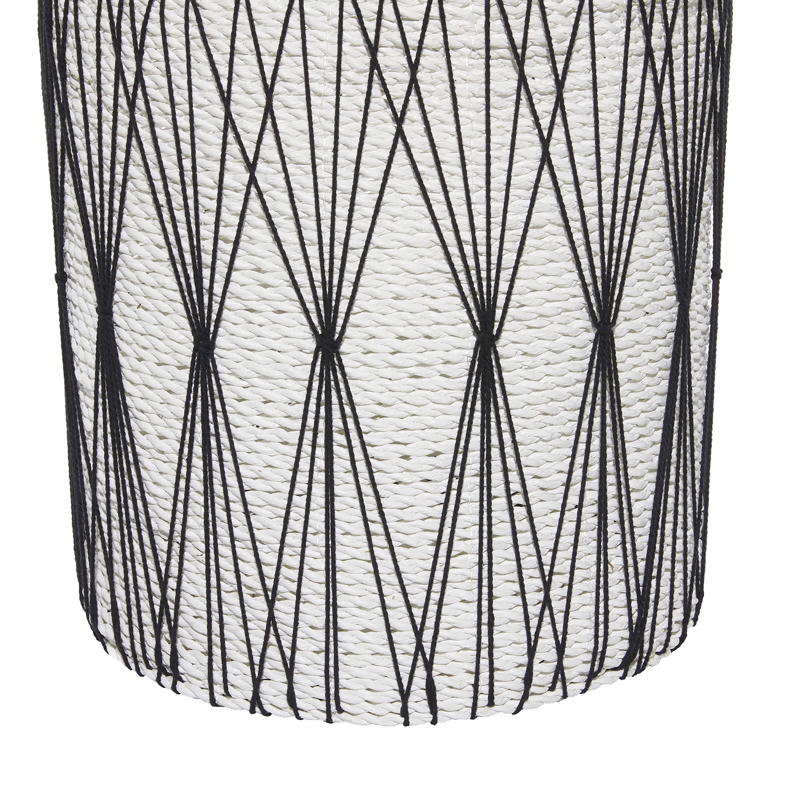 Deco 79 Plastic Handmade String Detail Storage Basket with Handles, Set of 3 21", 21", 19"H, White