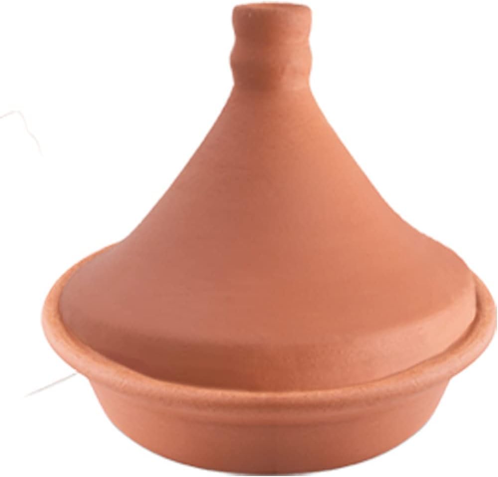 Handmade Clay Tagine Pot for Cooking, Lead-Free Unglazed Earthenware Tajine Pot for Stovetop, Terracotta Tangine Pot for Moroccan, Indian, and Asian Dishes (Midi)