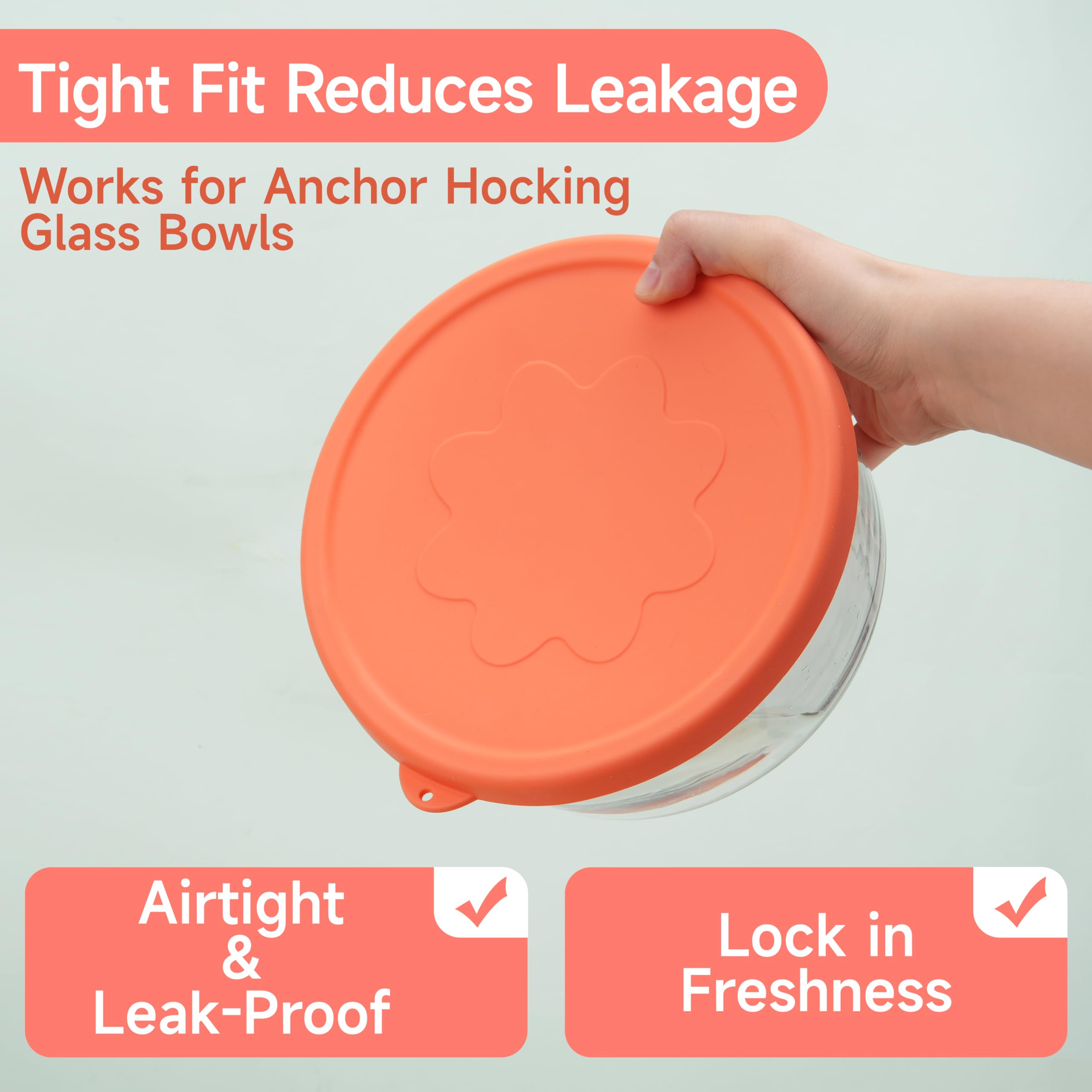 LUVCOSY 2 Cup 4 Cup Silicone Replacement Lids Storage Cover for Anchor Hocking Glass Bowls (Container not Included) 4 Pack Microwave, Dishwasher and Freezer Safe