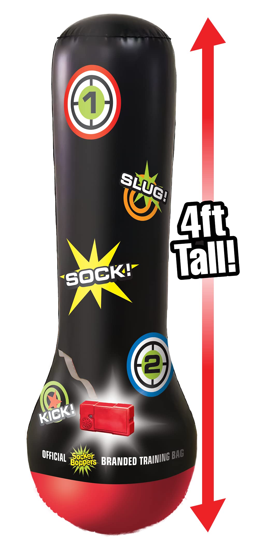 Socker Boppers Electronic Bop Bag, Inflatable Punching/Kickboxing Bag with Lights and Sound, Sock it, Bop it, Punch it, Safe Fun in or Outdoors, Develops Agility-Balance-Coordination-Athletic Ability