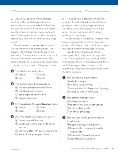 Scholastic Success with Reading Tests Grade 4 Workbook