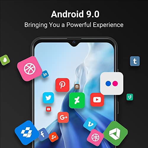 XGODY X14 Unlocked Smartphones, 6.52 Inch Large Screen 4G Dual Sim Mobile Phones, Dual 5MP + 256GB Extended Storage Cheap Cell Phones, Android 9.0 OS, 3000mAh Massive Battery, Face Recognition (Black)
