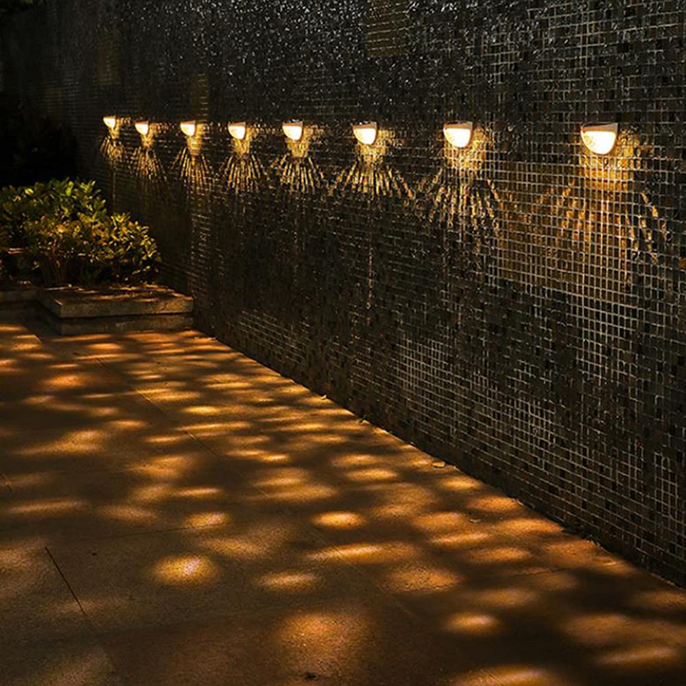 ZHUANYIYI 2 Pieces, Outdoor Solar Light and Shadow Wall Lamp, Garden Fence Step Pavement Waterproof Lighting, Home Garden Landscape Decoration Lamp