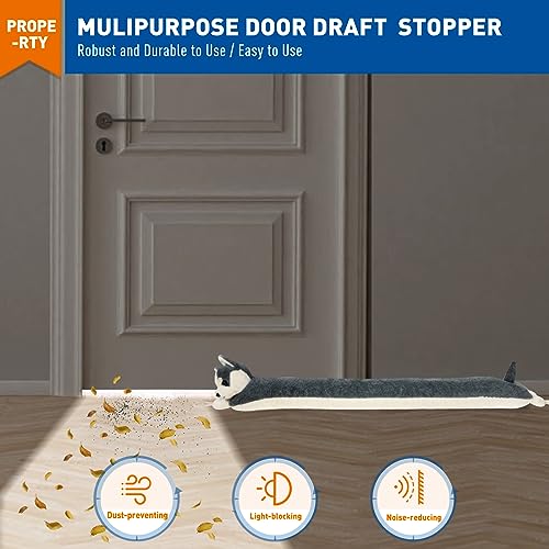 MAGZO Under Door Draft Stopper 36 inch, Cute Husky Dog Door Draft Blocker Sound Noise Cold Air Wind Dust Proof Energy Savingā¦