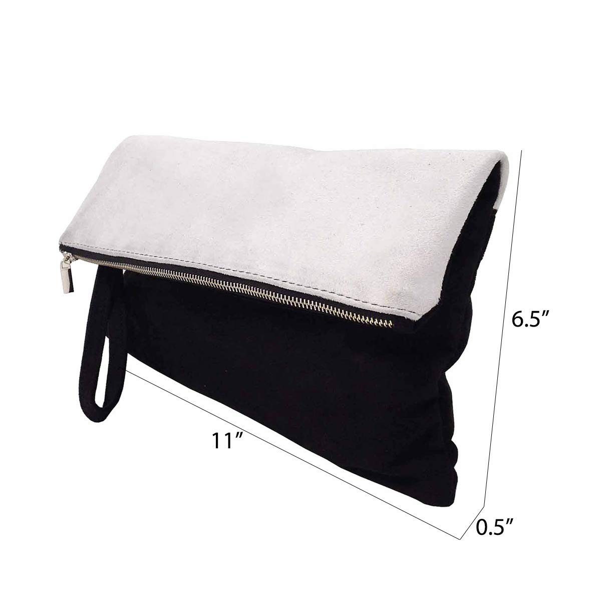 Soft Faux Suede Colorblock Wristlet,Ivory Large