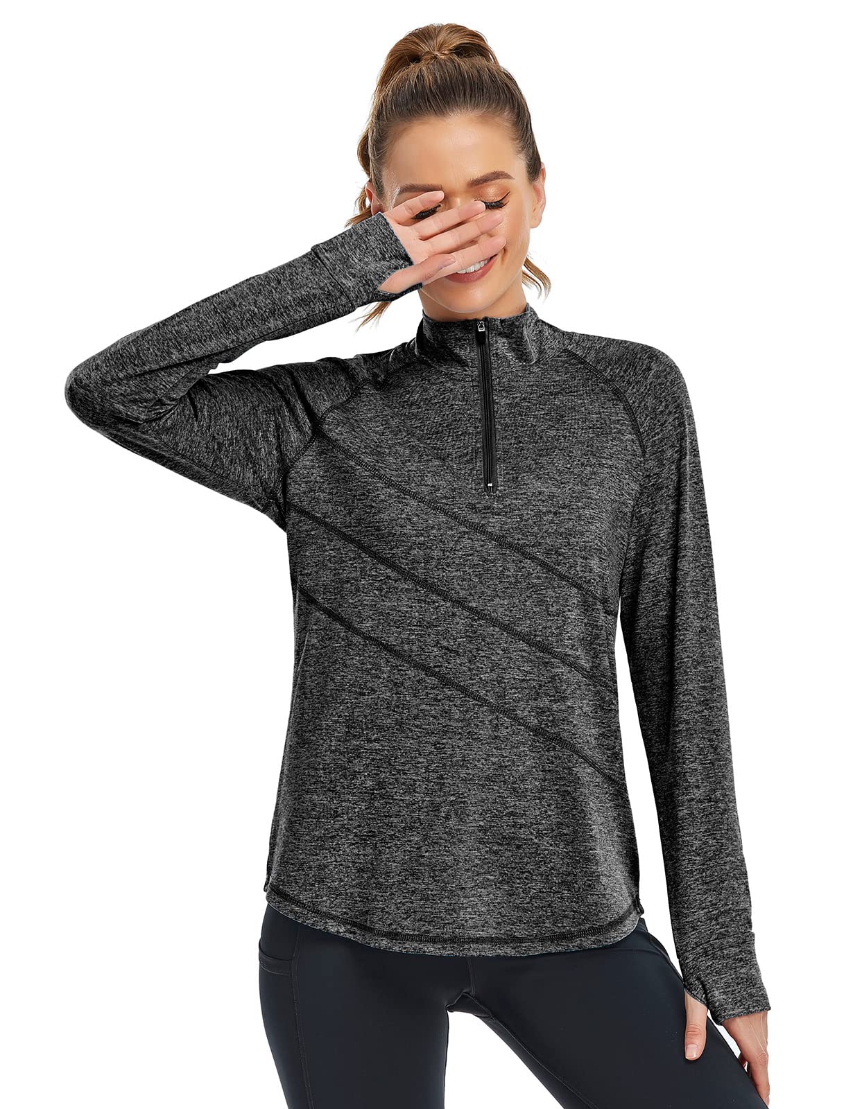 Cucuchy Womens V Neck Golf Polo Shirts Moisture Wicking Sports Workout Tops A-black