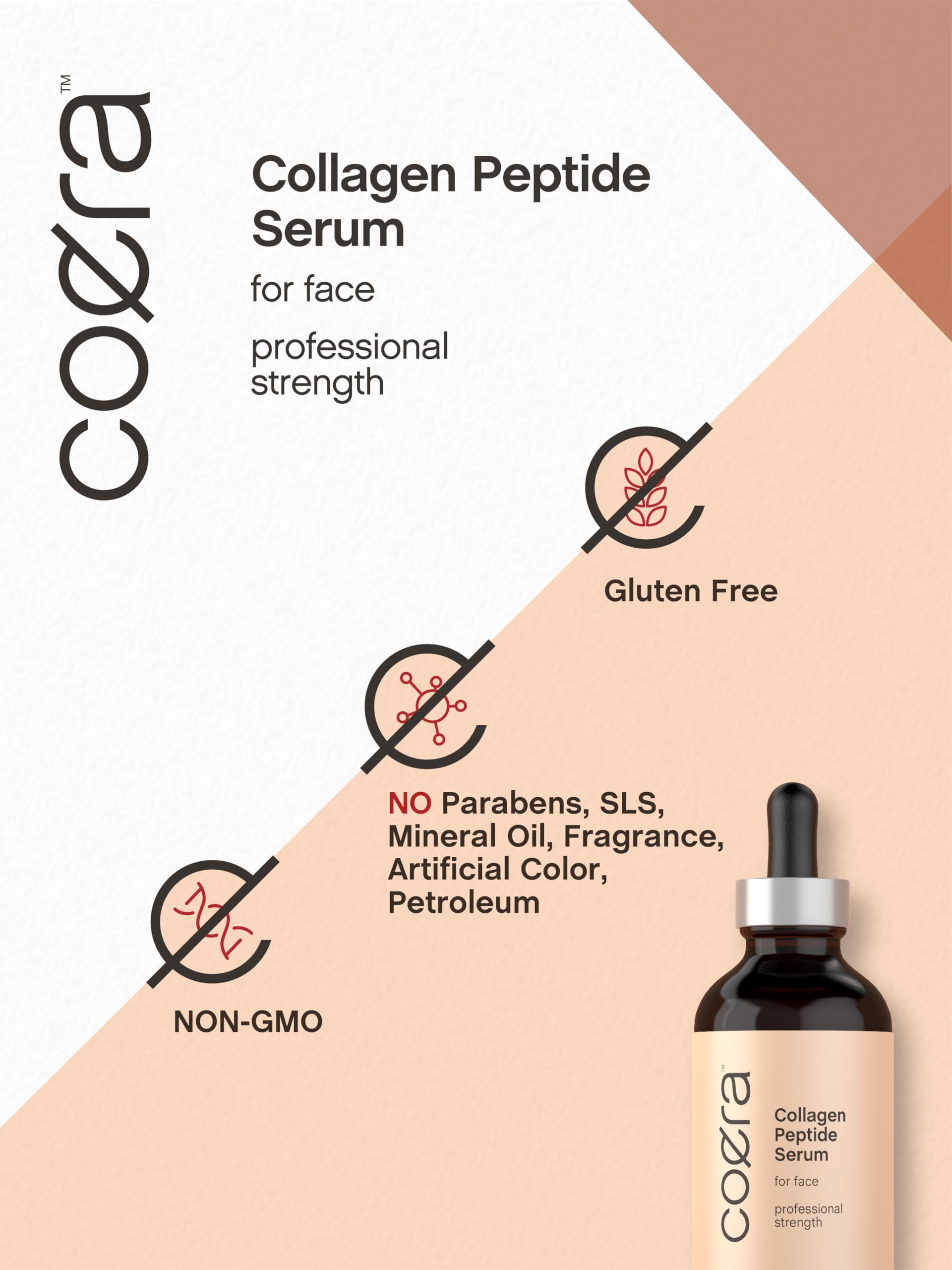 Coera Collagen Serum for Face | 4 fl oz | with Collagen Boosting Peptides | Professional Strength Formula | Free of Parabens, SLS, & Fragrances | Packaging May Vary