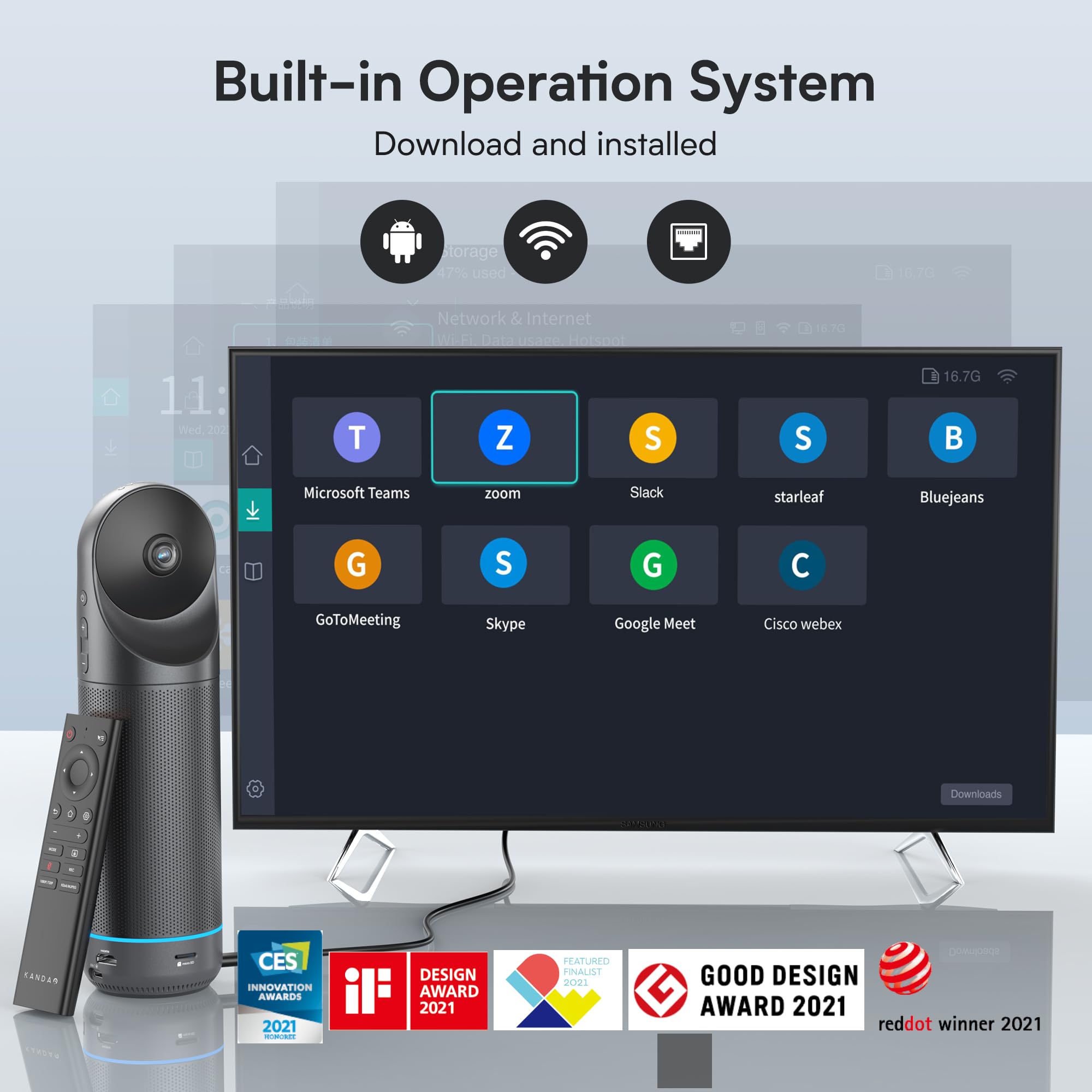 KanDao Meeting Pro 360 Video Conference Camera, 4-in-One AI Smart Tracking Video Conferencing System, Works on Microsoft Teams, Zoom, Google Meet, Skype etc, Hybrid Meeting Room Zooming Camera