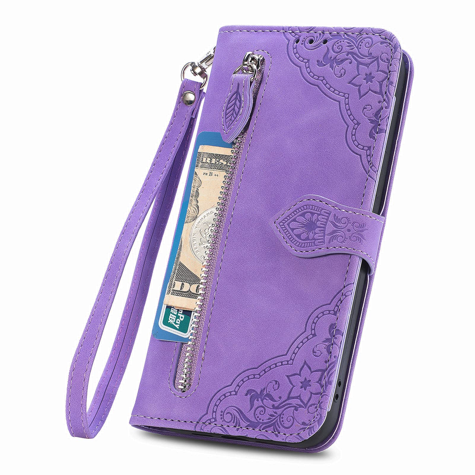 DAMONDY for BLU View4 Zipper Wallet Case,BLU View 4 B135DL Case,Premium Magnetic Closure Stand Function Folio PU Leather Flip Cover Inner Soft TPU Case for BLU View 4 B135DL -Purple