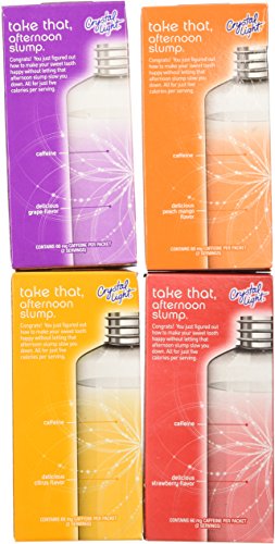 Crystal Light With Caffeine Variety Pack, 1 peach mango, 1 Citrus, 1 Wild strawberry, 1 Grape, 4 ct.