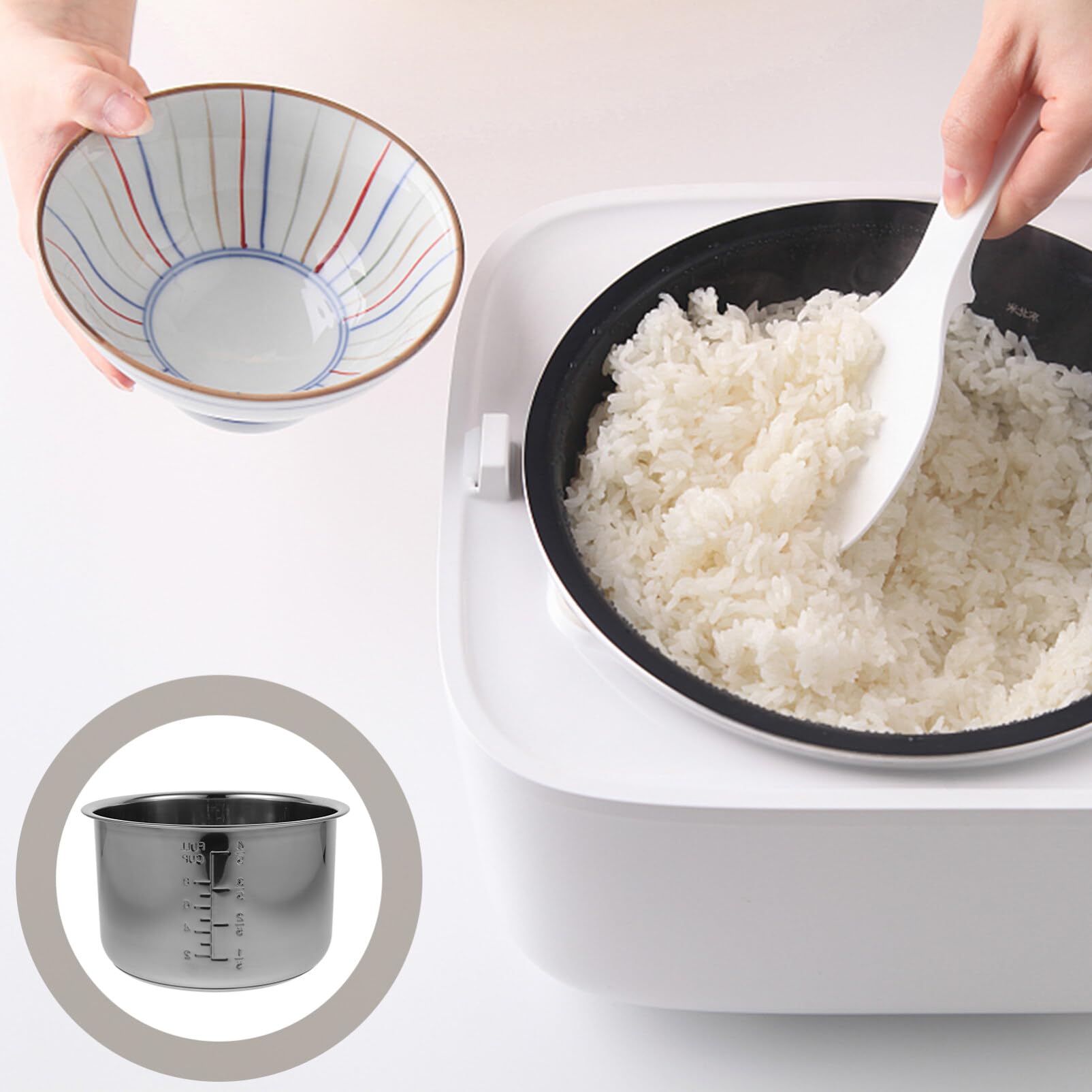 LALAFINA Rice Cooker Liner Stainless Steel Rice Cooker Inner Pot Non-stick Rice Cooker Pot Pressure Cooker Pot for Home Kitchen Shop, 5L
