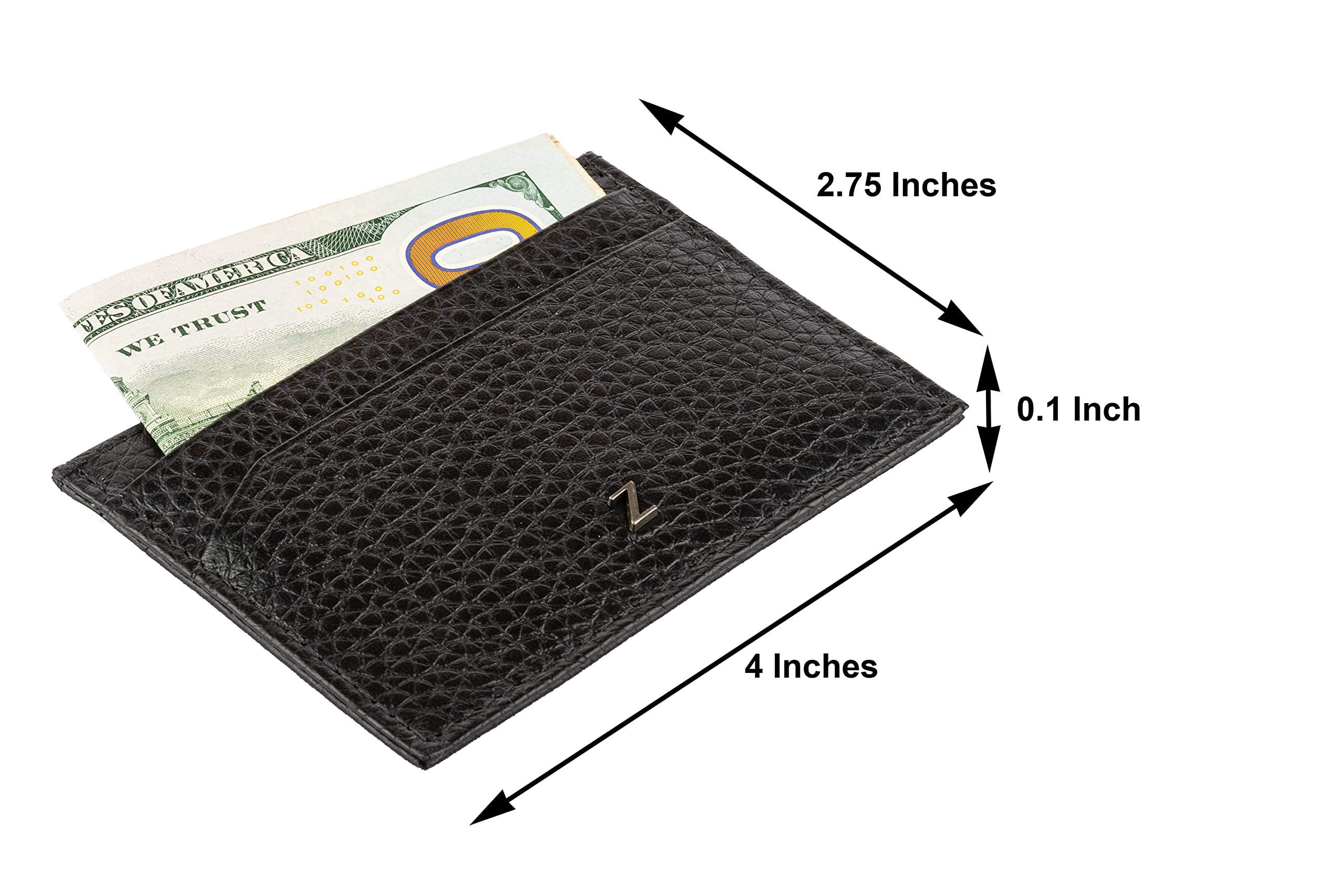 Zinda Genuine Leathers Card Holder RFID Protection Slim Wallet Unisex (Black)