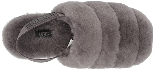UGG Women's Super Fluff Slipper, Charcoal, 10