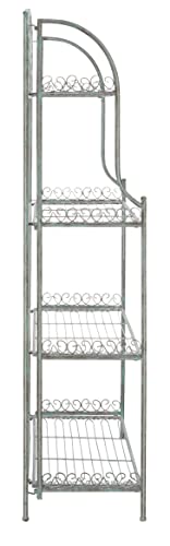 SAFAVIEH Outdoor Collection Amaris Victorian Antique Dark Green Wrought Iron 4-Tier Baker's Rack