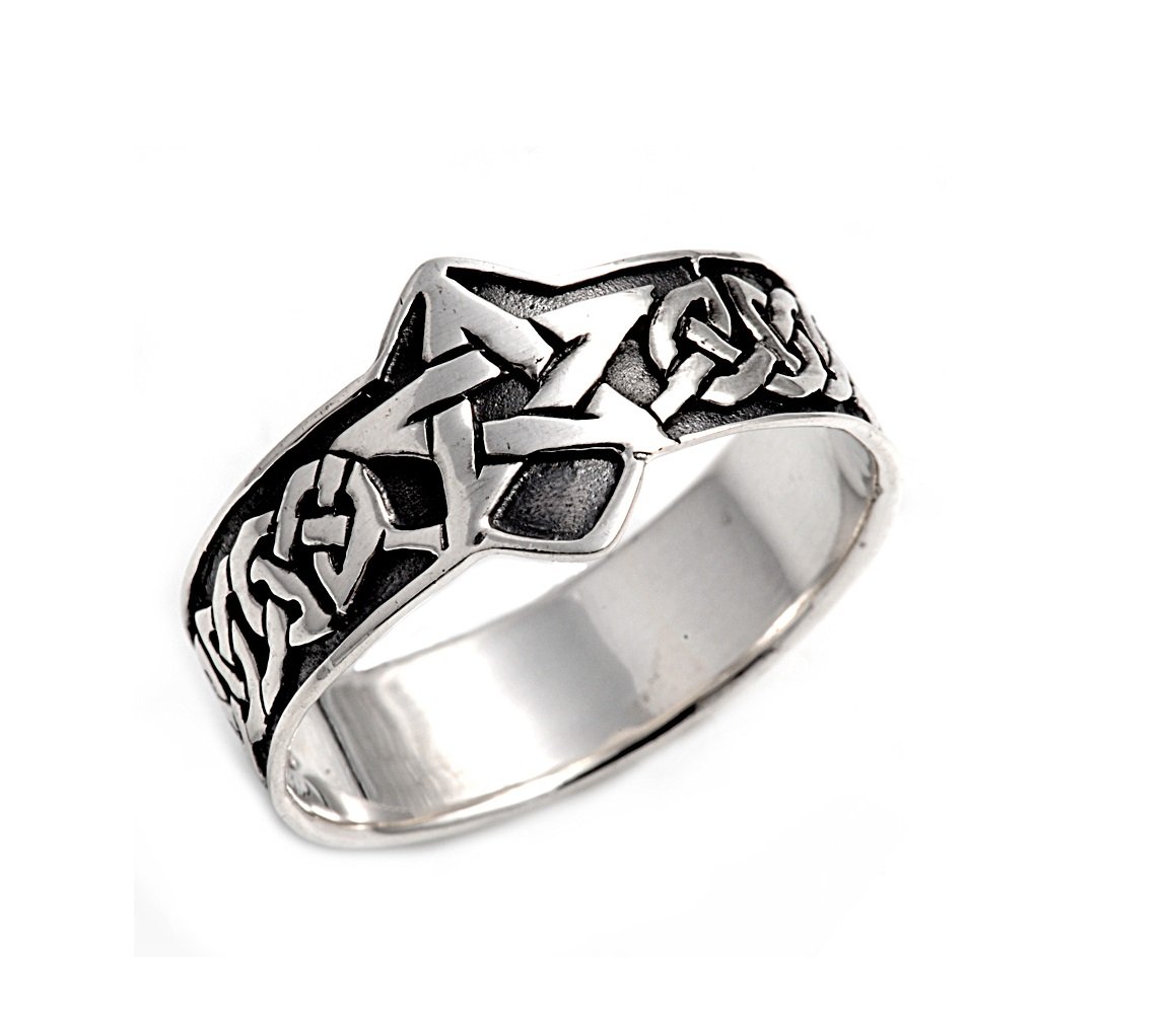 CloseoutWarehouse 925 Sterling Silver Pentagram Wicca Craft Ring Size 11