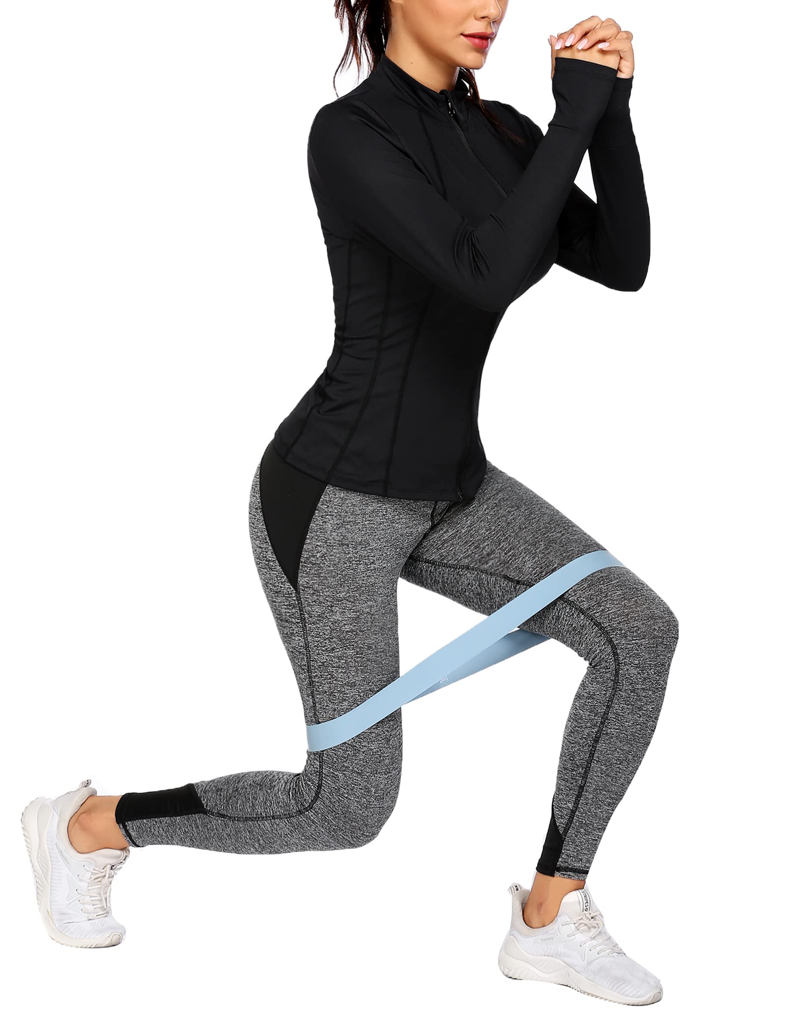 COOrun Womens Sports Jacket Workout Zip Up Jackets Thumb Hole Track Tops Warm Up Active Coats Running Yoga Training