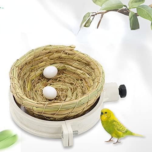 Yu’s north Bird Breeding Nest Bed for Parakeet Cockatiel Canary Lovebird and Small Parrot Cage Hatching Nesting Box (Straw)
