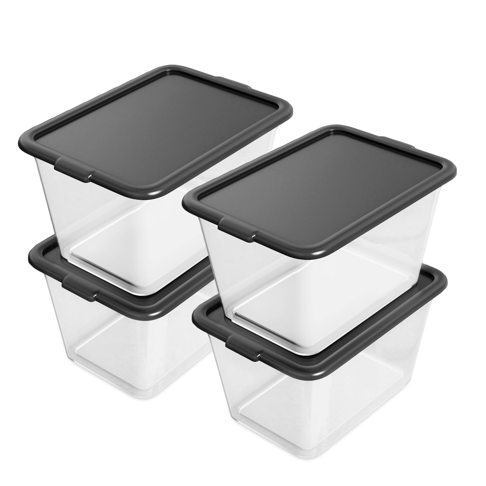 SIMPLYKLEEN 14.5-gal. Reusable Stacking Plastic Storage Containers with Lids, Aquamarine/Clear (Pack of 4)
