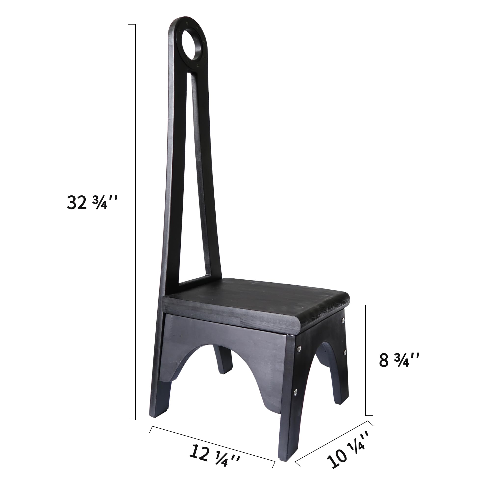 Heavy Duty Wooden Step Stool with Handle, Besuerte Vintage Step Stool with 32.75" Tall Handle for Bathroom, Kitchen, No Need to Bend Your Back to Pick Up Single Step Stool (Walnut)