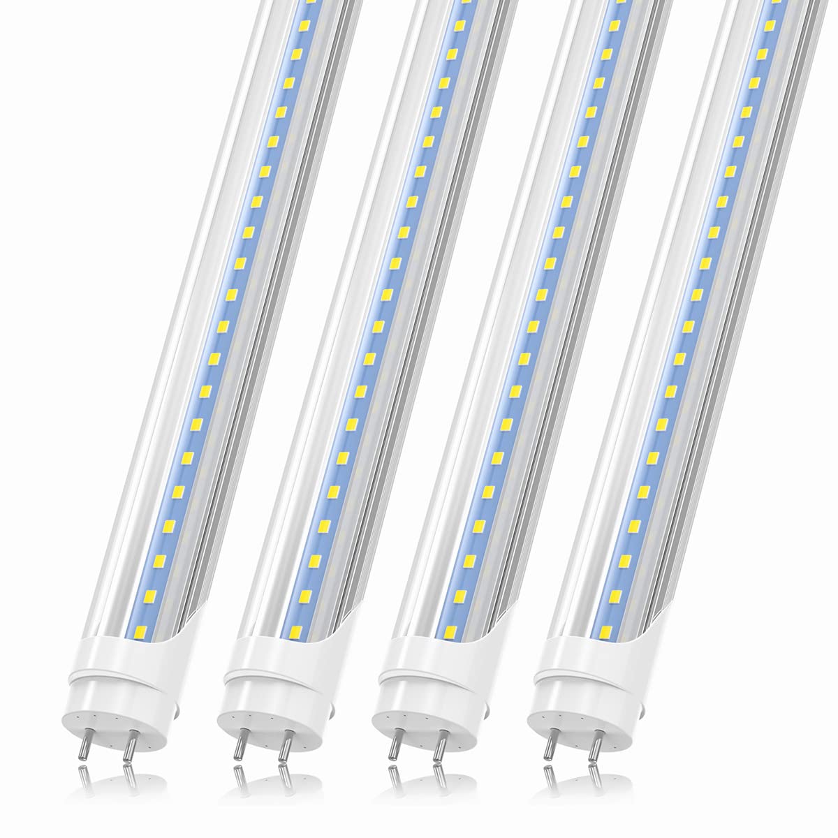 CNSUNWAY LIGHTING T8 LED Bulbs 4 Foot, 22W 2400LM High Brightness, 5000K Daylight, T8 T10 T12 Fluorescent Light Bulbs Replacement, Ballast Bypass, Double-Ended Power, Clear Cover - 4 Pack