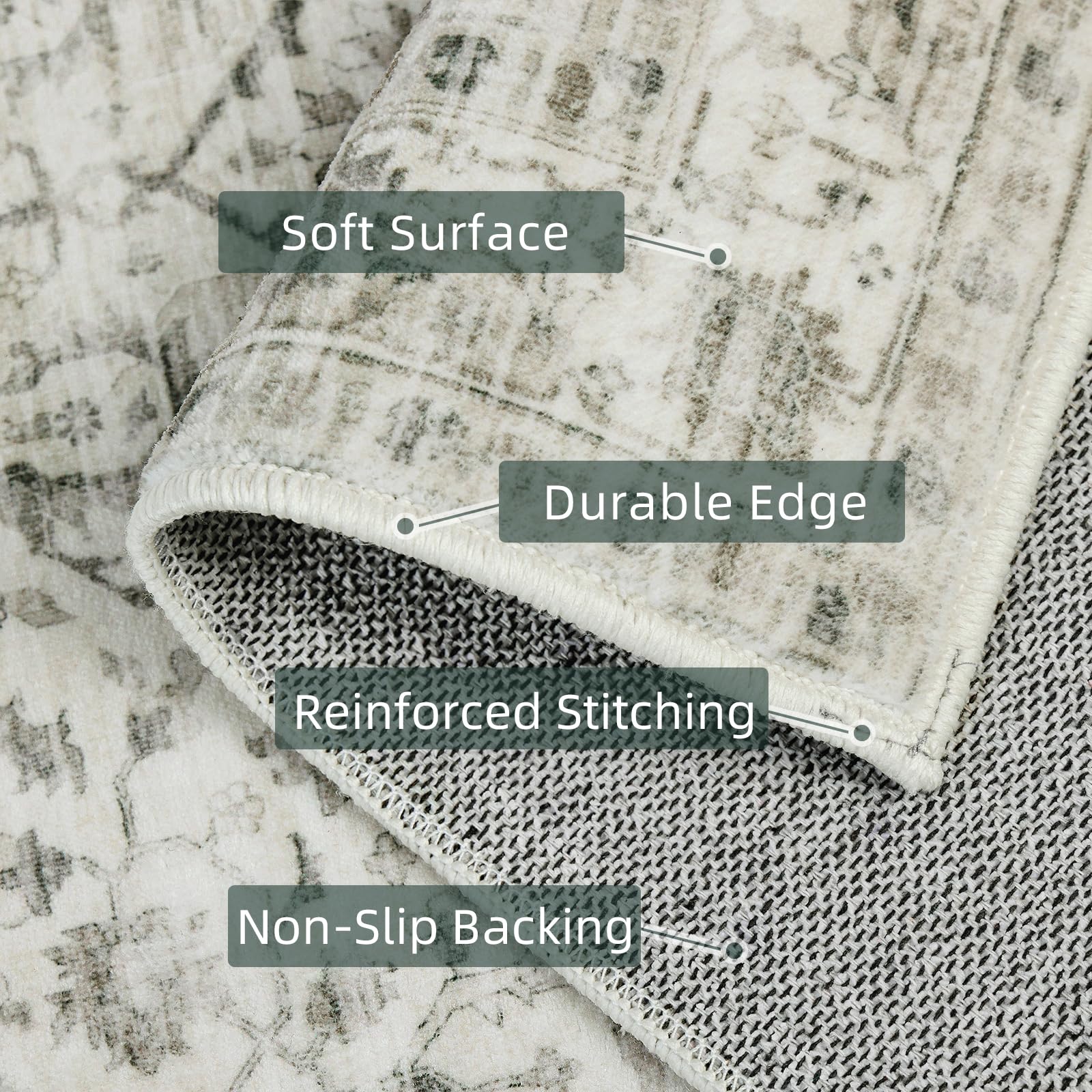 Deerly Boho 2x3 Area Rug Entryway Rugs for Bedroom Bathroom Kitchen 2x3 Small Soft Rugs Low Pile Keep Off Rug Carpet Washable Rug Oriental vintage Area Rug Cream