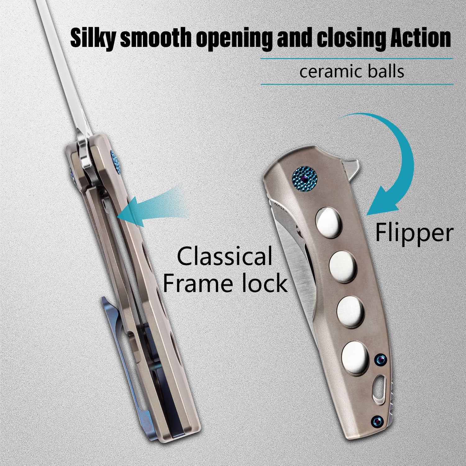 KANSEPT Cassowary Premium Pocket Folding Knives for Men EDC Pocket Knife 2.9'' Satin CPM S35VN Blade Excellent Folding Knife with Bronzed Anodized Titanium Handle EDC K2065A5